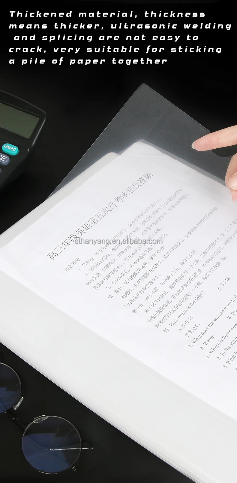 Plastic A4 Size L Shape PP Document Folder with Custom Logo
