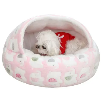 Faux Fur Soft Cartoon Shell Cat Bed Warm Round Fluffy Plush Pet Bed Pet ...