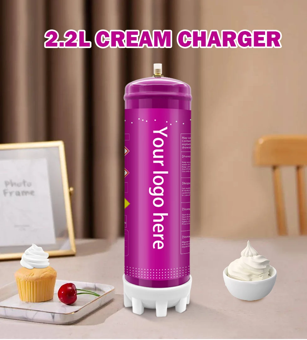 Customizable 2.2 Liter Cream Charger Food Grade Disposable Whip Charger ...