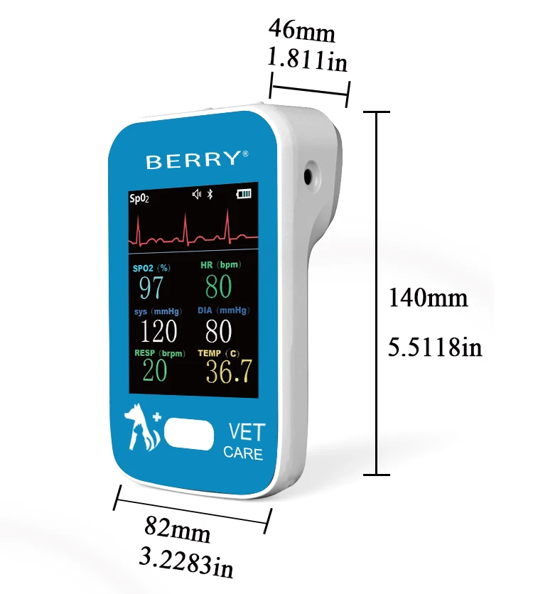 BERRY Am6200 Wireless Veterinary Monitoring Device Pet Diagnostic Vital ...