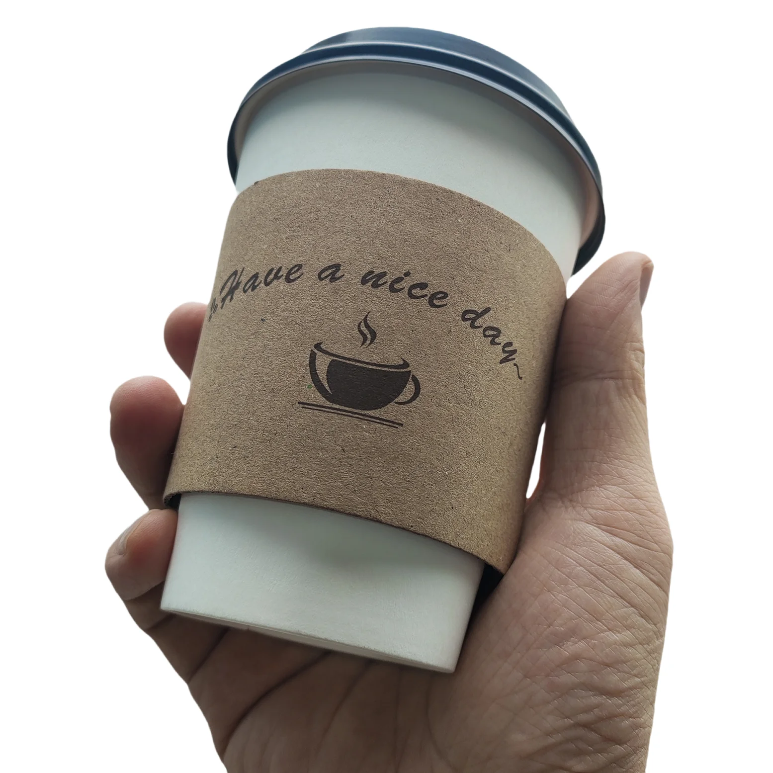 Customizable Disposable Double Wall Corrugated Paper Cup Sleeves Hot ...