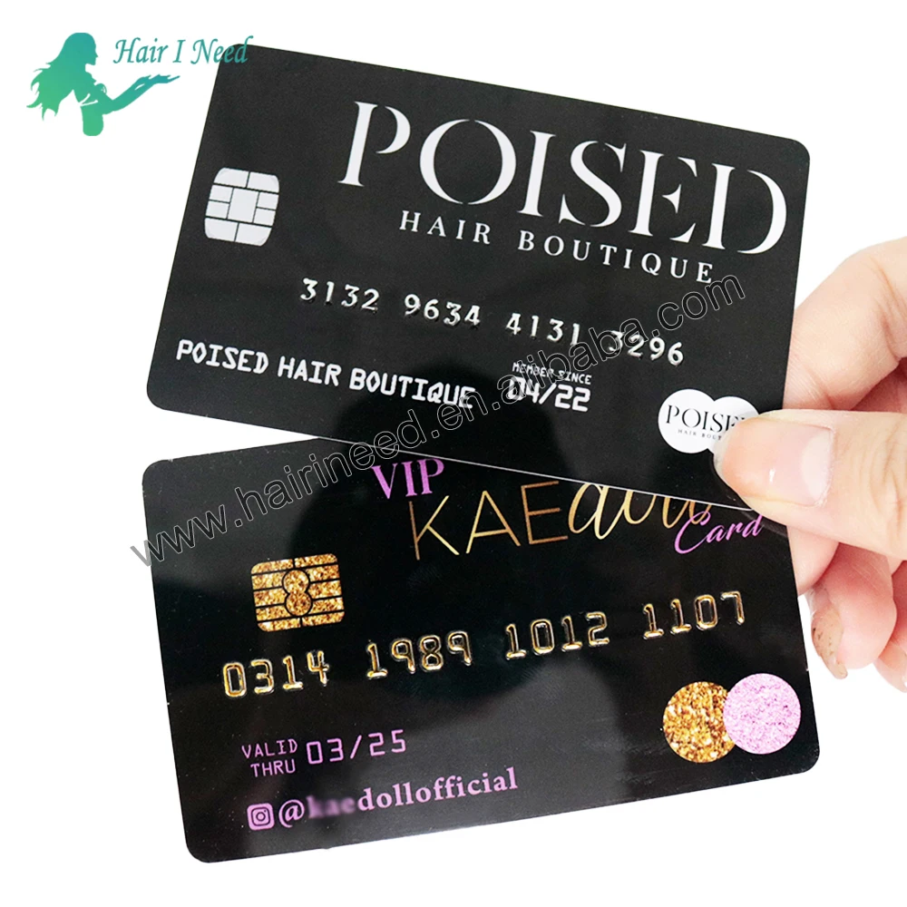 Luxury PVC Plastic Sequence Number Embossed Gift Cards