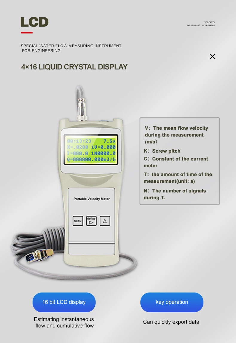 Open Channel Velocity Meter River Flow Meter Water Level Flow Sensor ...