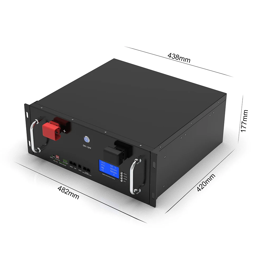 6000+ Cycle Rack Mounted Cabinet 19u Lithium Ion Lifepo4 Battery 48v 100ah 5kwh Solar Lithium ...