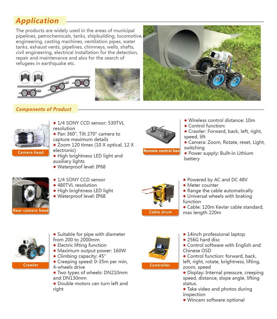 Pipeline Inspection Crawler Robot For Pipeline Video Inspection Cctv Industrial Pipe Robotic