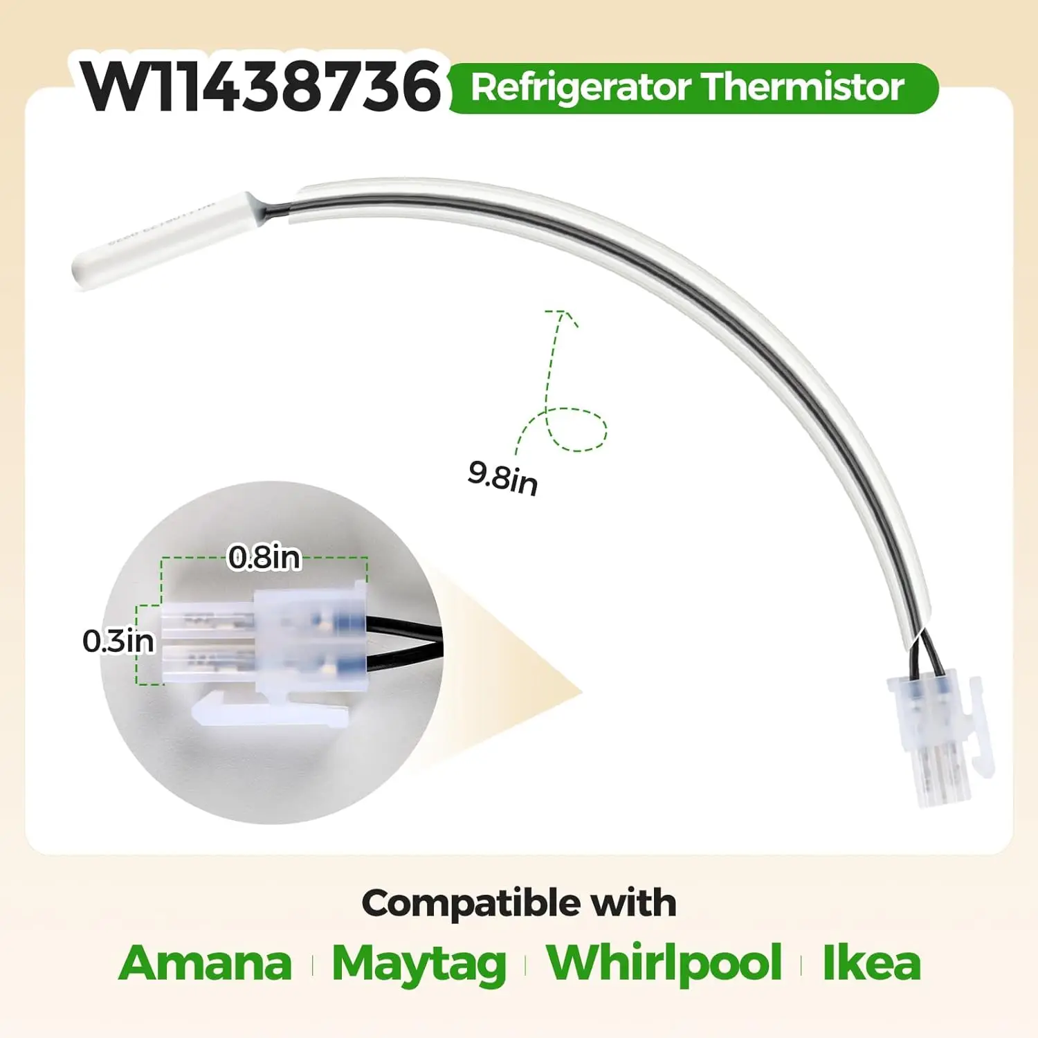 W11438736 Refrigerator Thermistor Compatible with a Mana May Tag Whirl ...