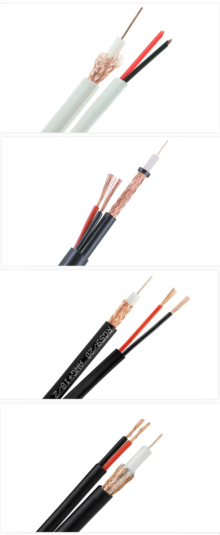 Cctv Camera Cable Satellite Tv Coaxial Cable Rg59 With Power Copper ...
