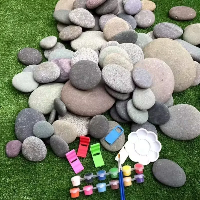 Big Flat Pebble Round Pebble Stone For Painting Diy Decoration - Buy ...