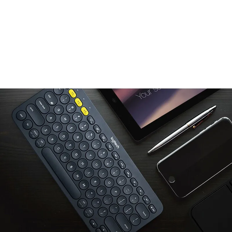 Black Slim Round Keycap Logitech K380 Wireless Computer Keyboard Multi ...