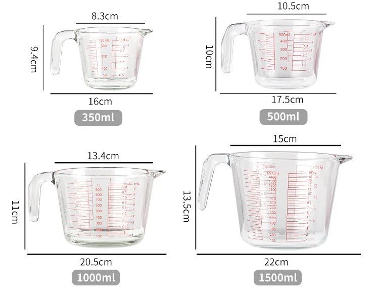 Aeofa Glass Measuring Cup With Scale Heat Resistant Household Food ...