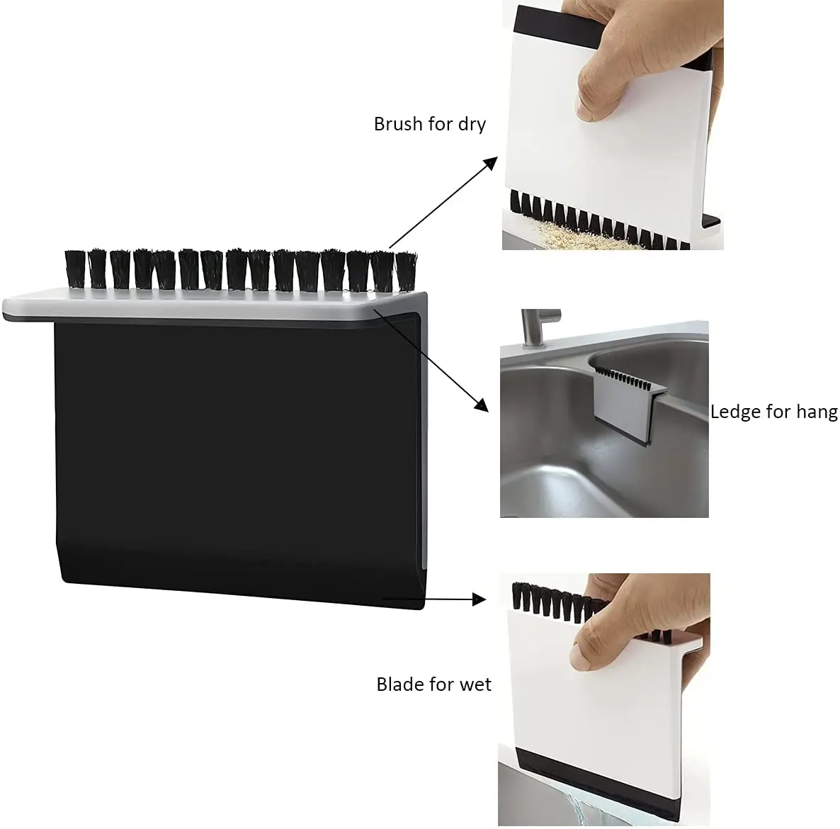 3 Pack Multipurpose Kitchen Sink Squeegee Cleaner And Countertop Brush ...