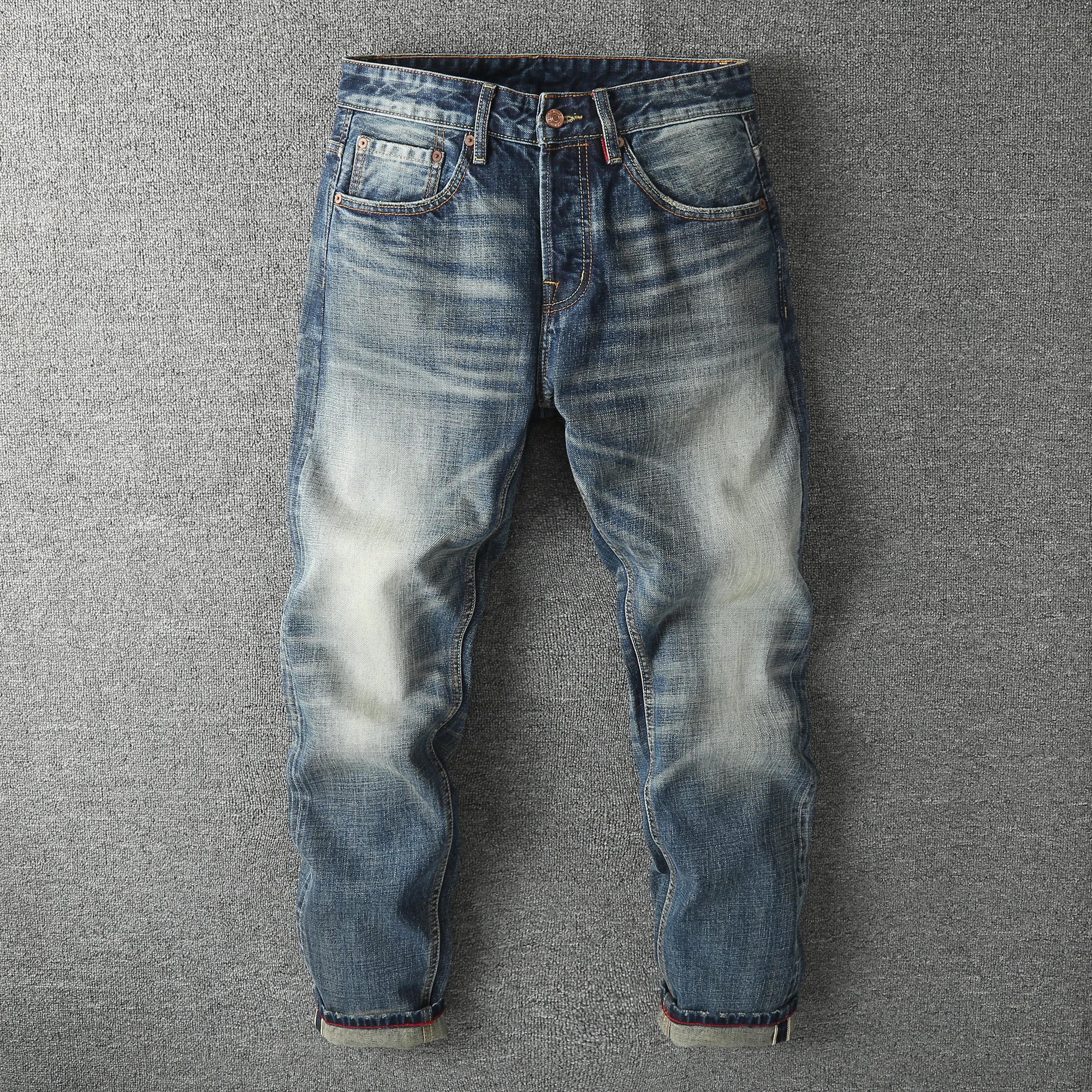 Custom Distressed Easy Wash Stonewashed Streetwear Hip Hop Male Slim ...