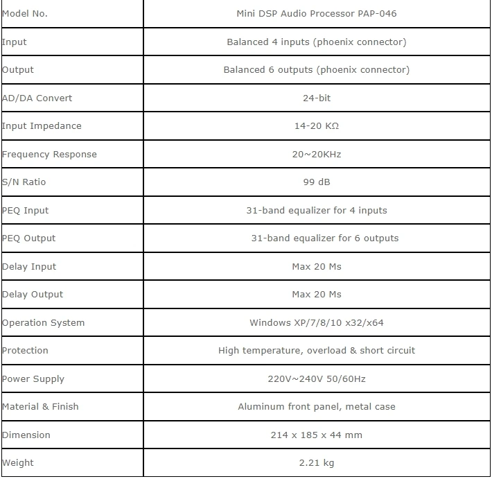 Mini Digital Signal Sound Processor Dsp 4x6 Pap-046 Commercial Audio ...