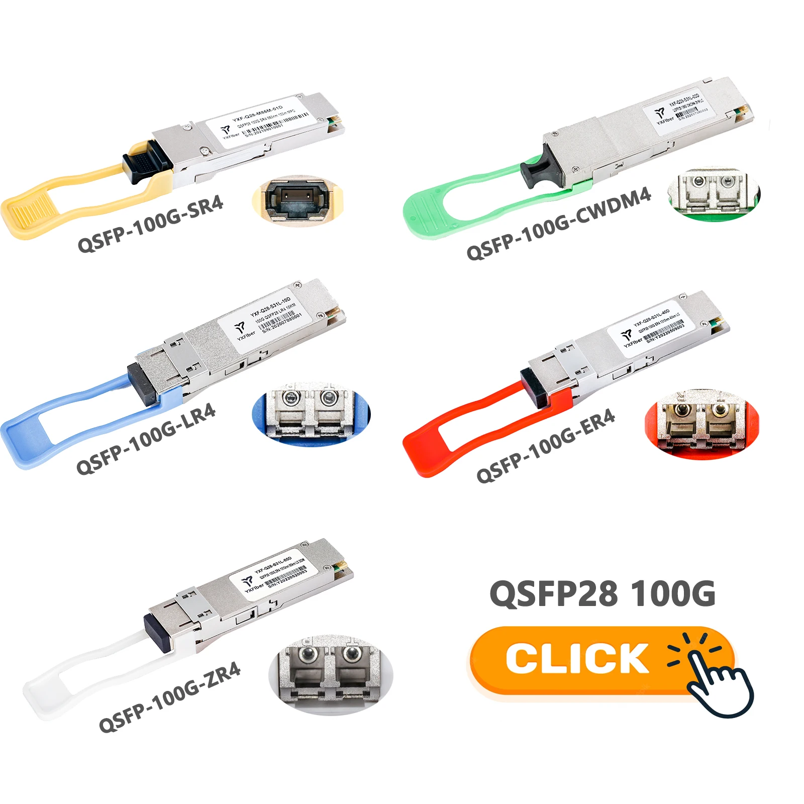Factory High Quality Sfp Sfp+ Xfp Sfp28 Qsfp+ Qsfp28 155m 1.25g 10g 25g ...