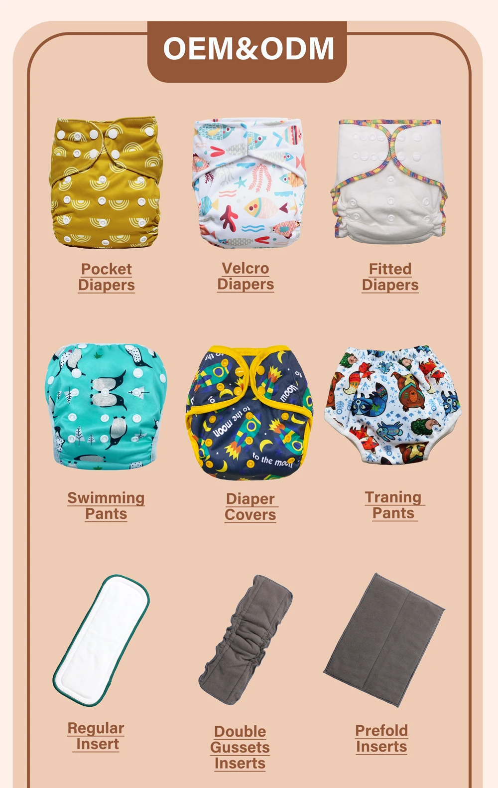 2024 OEM Customize Cloth One Pocket Diaper Newborn AWJ Inner Adjustable ...