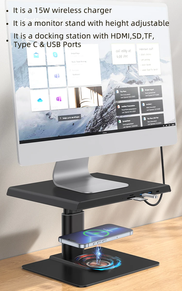 Usb C Laptop Docking Station Stand Computer Holder With Wireless ...