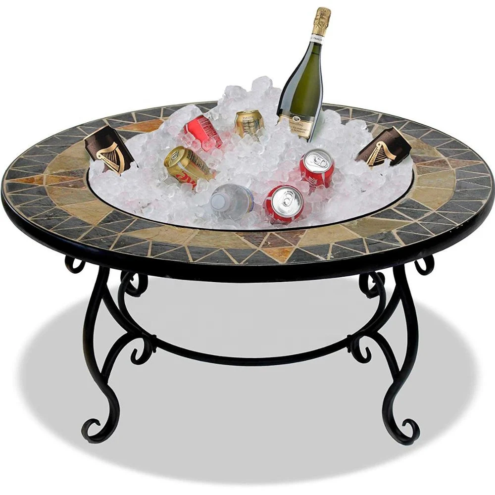 Outdoor Patio Marble Fire Pit With Ceramic Tiles Garden Mosaic Fire Pit ...