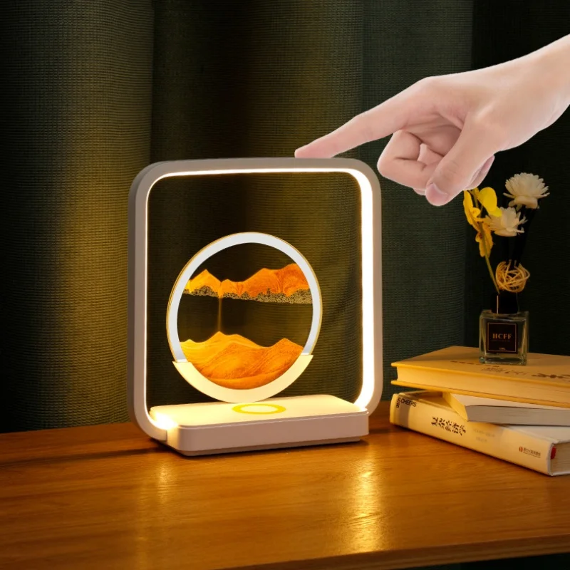 Modern Decorative Wireless Charger Lamp - Quicksand Painting Hourglass ...