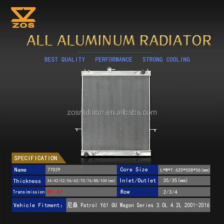 Aluminum Radiator for Nissan Patrol Y61 GU Wagon Series 3.0L 4.2L 2001 ...