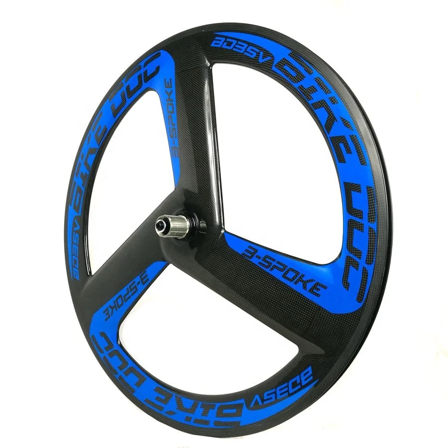 Blue Color Light Weight Road Carbon 3 Spoke Wheel 700c Bicycle Cycling ...