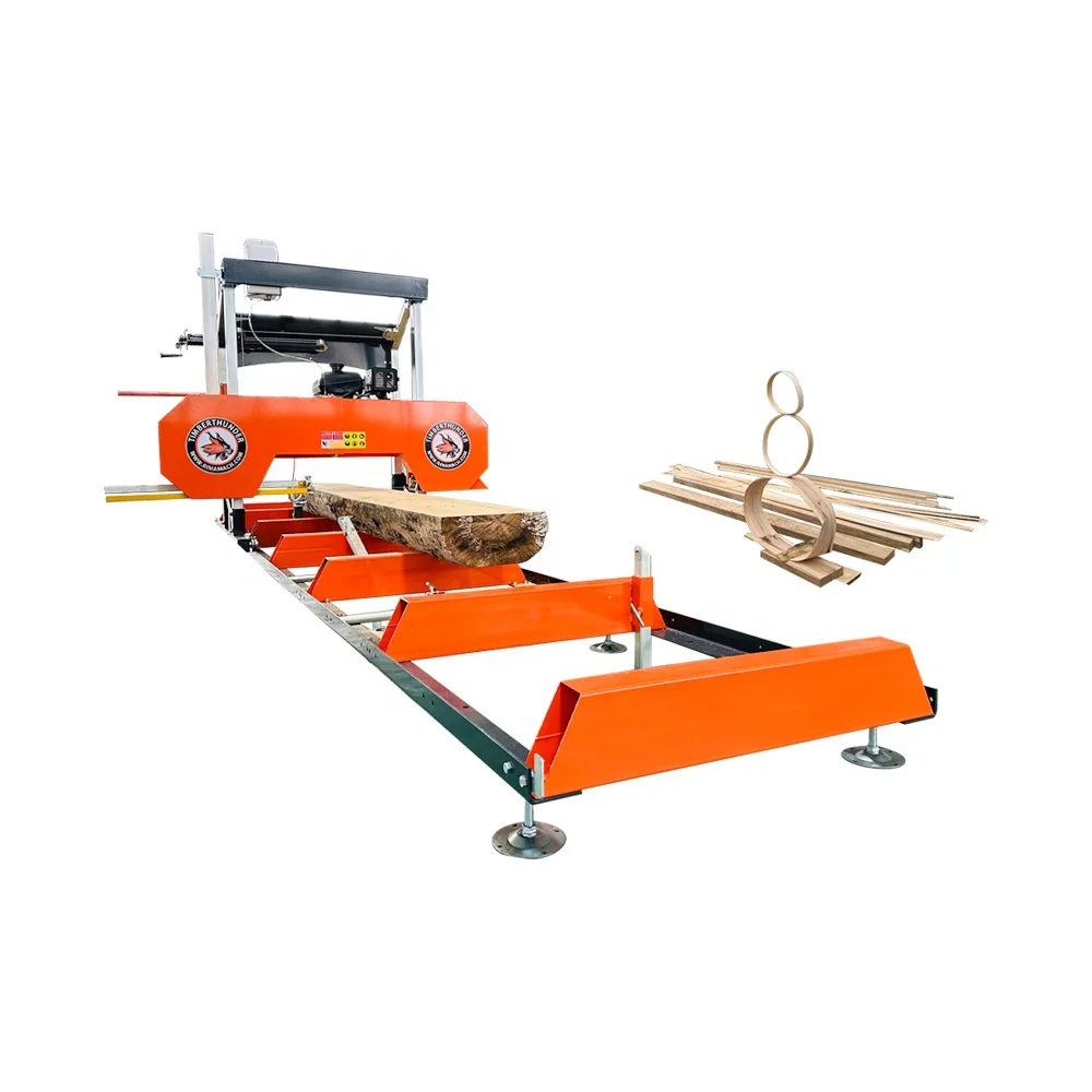 Gas / diesel Portable Wheels Trailer Sawmill Horizontal Bandsaw Sawmill ...