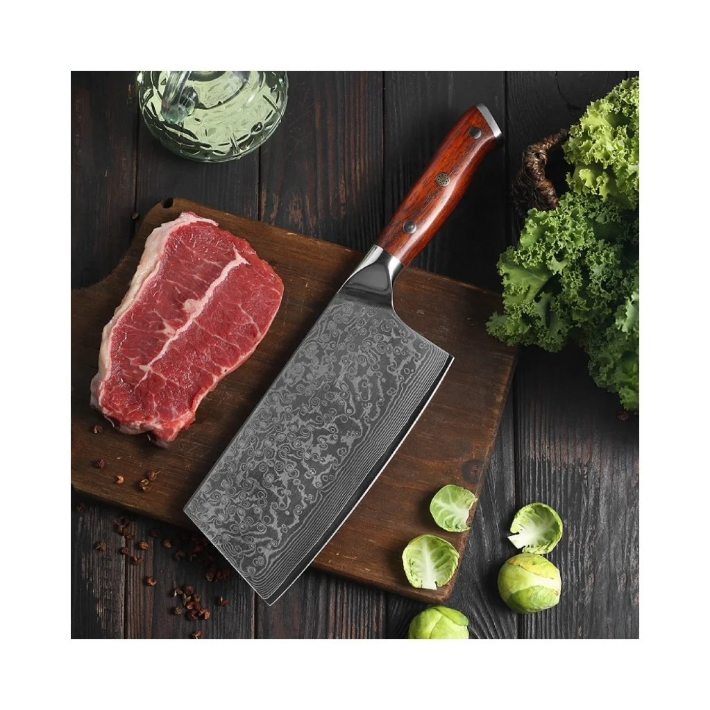 Rosewood Handle 67 Layer Damascus Steel Chopper VG10 Kitchen Knife ...