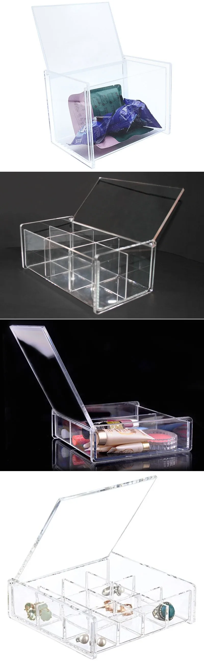 Acrylic Box with Hinged Lid Custom clear Acrylic Show case Storage ...