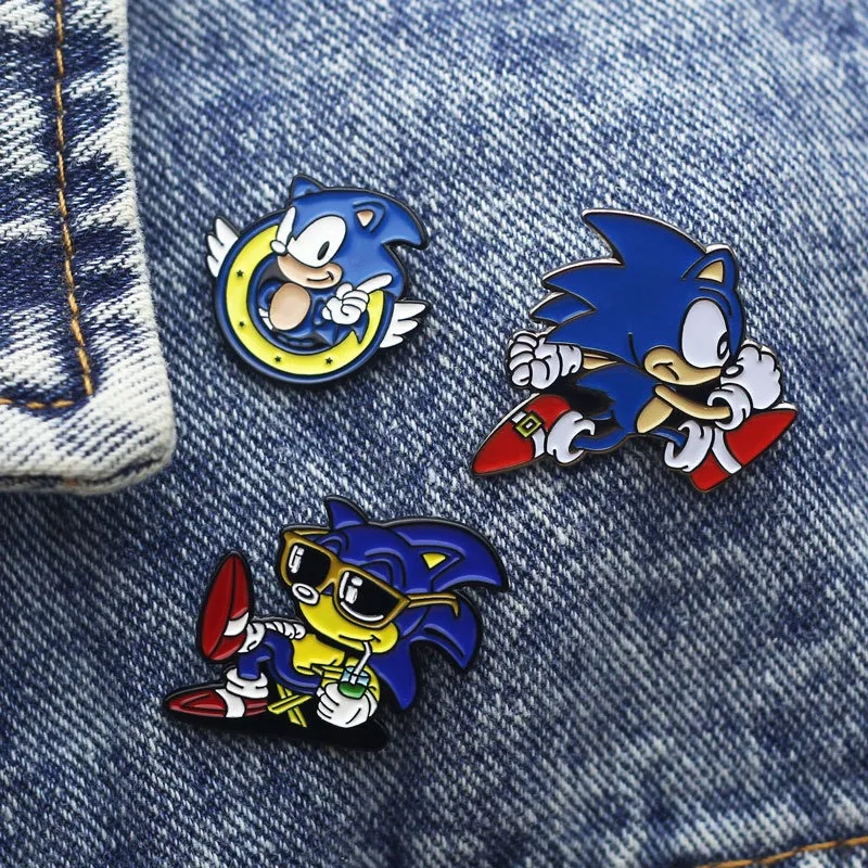 Hot Selling Custom Sonic Badge Cartoon Brooch Metal Enamel Pin Custom ...