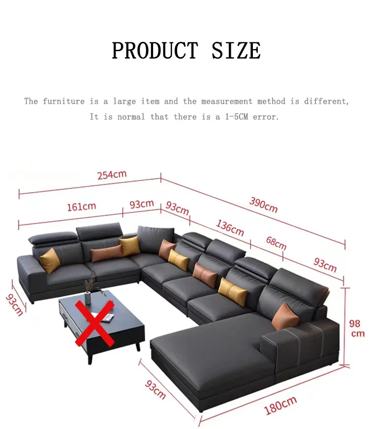 Zimoo Fabric Sofa Bed Recliner - Modern U Shape Sectional