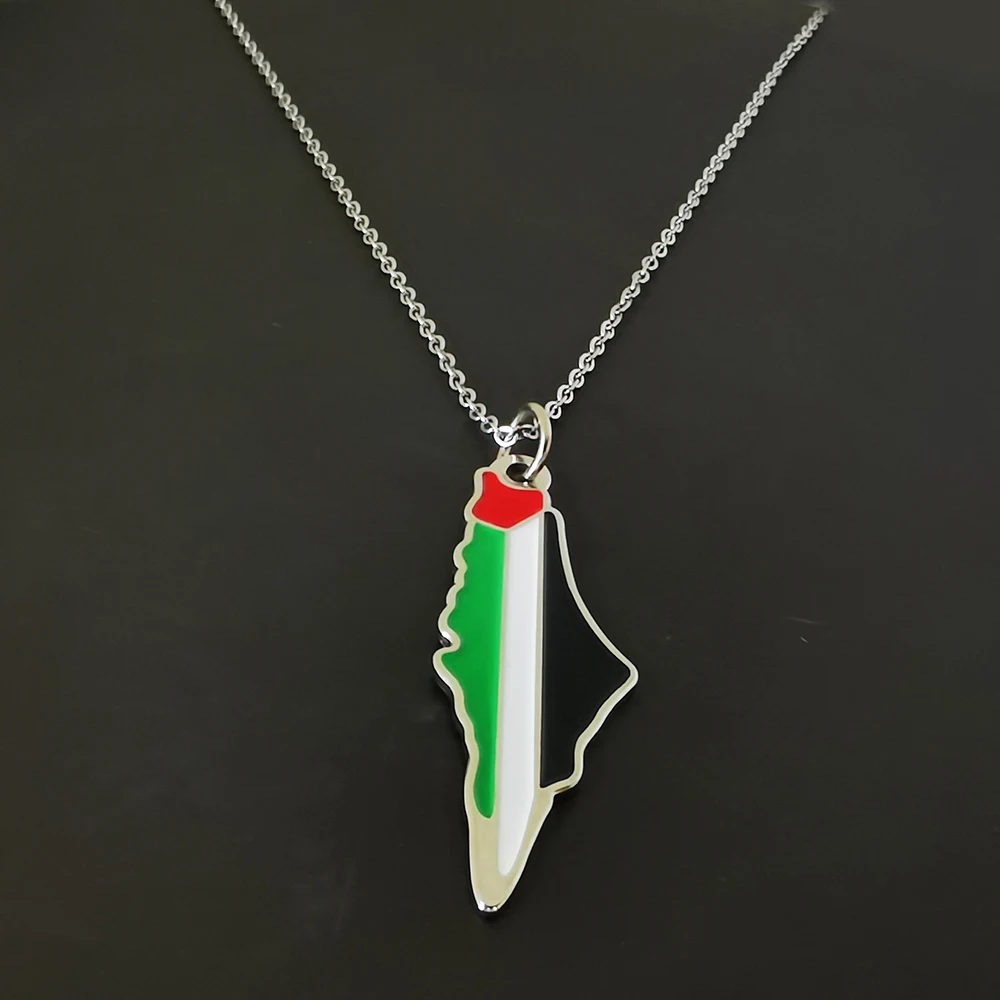 Palestine map shaped enamel Palestine flag color metal charms pendant ...