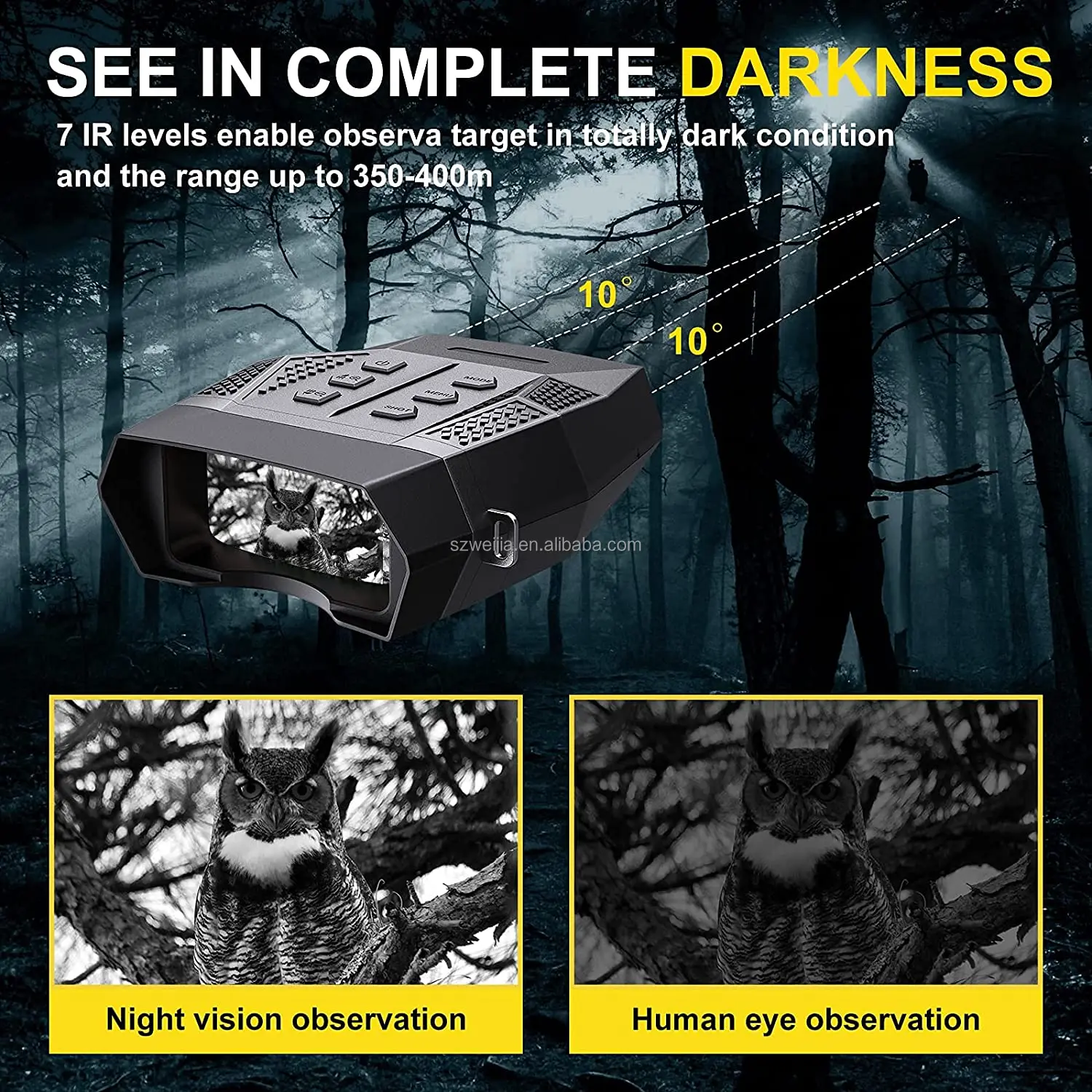 Digital Night Vision Binoculars with 1080P Resolution & 4X Zoom, ODM