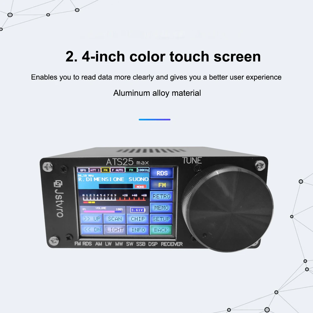 ATS-25 Max Si4732 Full-Band DSP Receiver with 2.4" Touch Screen, FM, LW ...