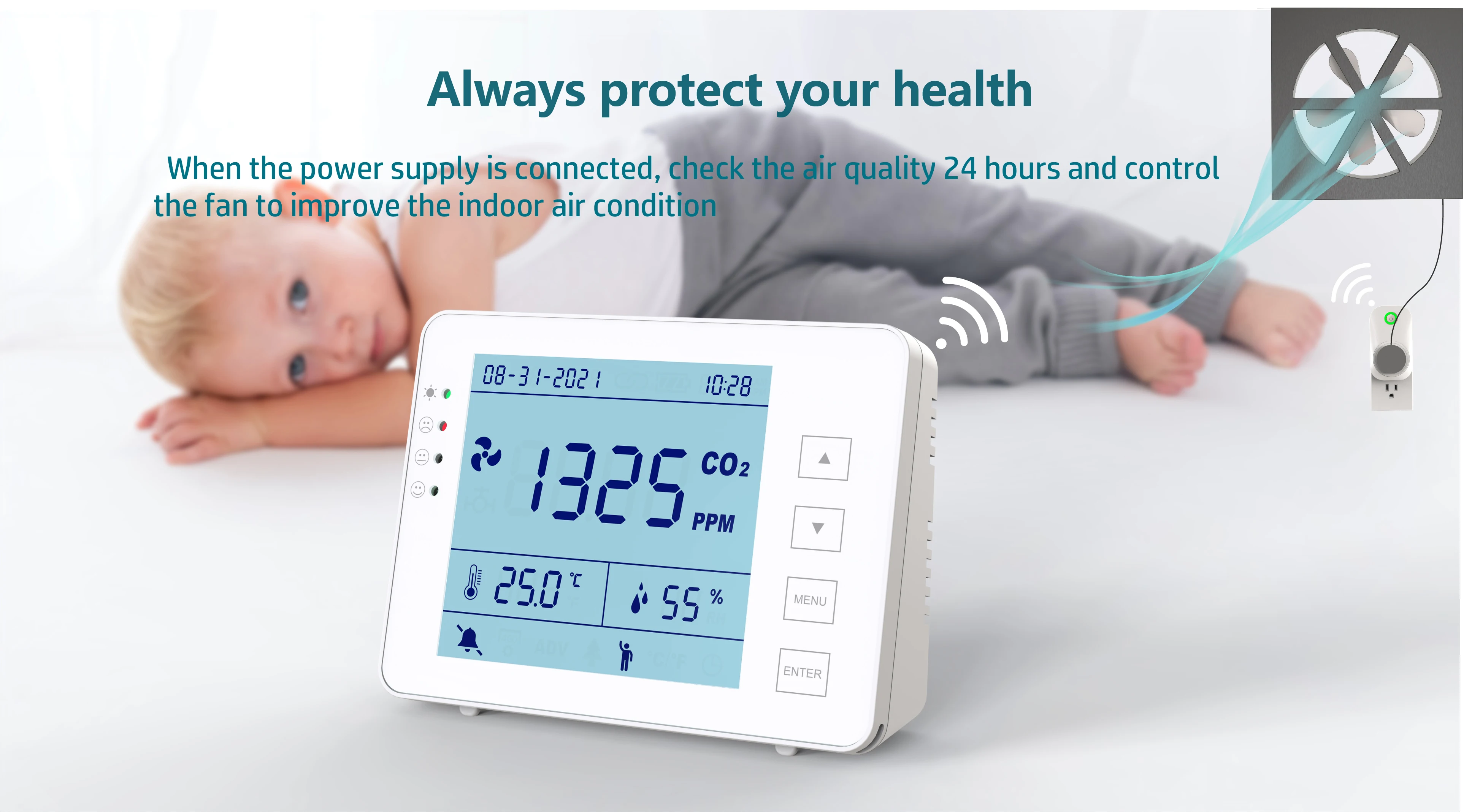 Indoor Co2 Monitor Remote Controls Ventilation Facility,Wireless Co2 ...