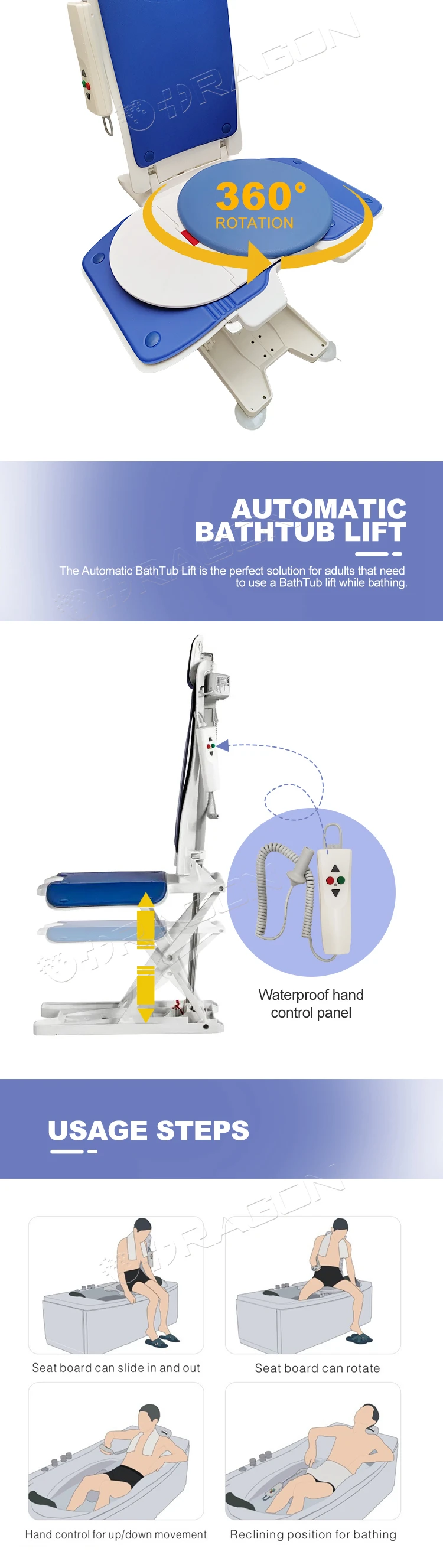 Electric Bath Lift - Whisper Quiet & Portable Bath Aid