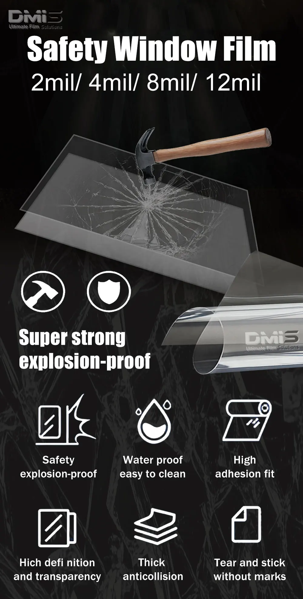 Dmis Safety Film - Anti Smash and Grab Car Window Protection
