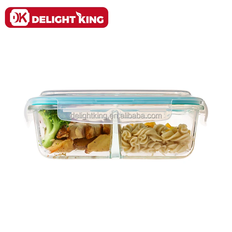 High Borosilicate Glass Container Divider 2 Compartments Press ...