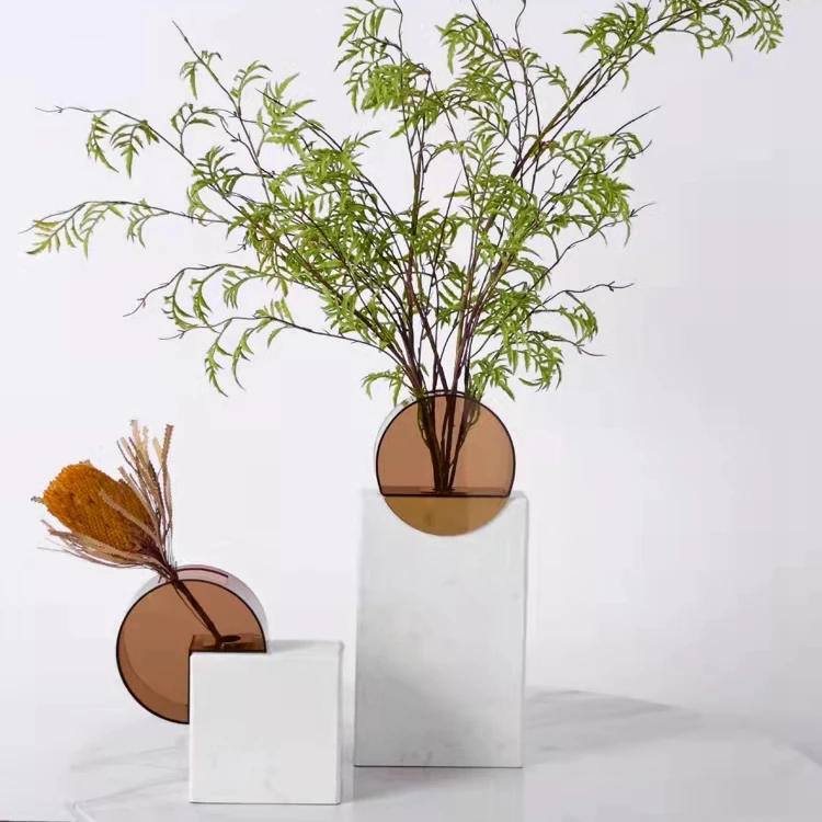 Interior Clear Acrylic Flower Pot Wedding Garden Decorative Cuboid Vase ...