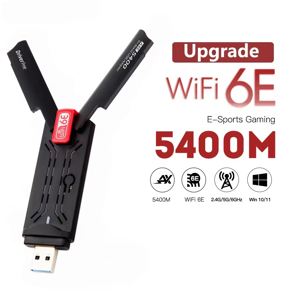 最新三频2.4Ghz 5.8Ghz 6Ghz RTL8832CU无线网卡WiFi 6E 5400Mbps USB WiFi适配器 ...