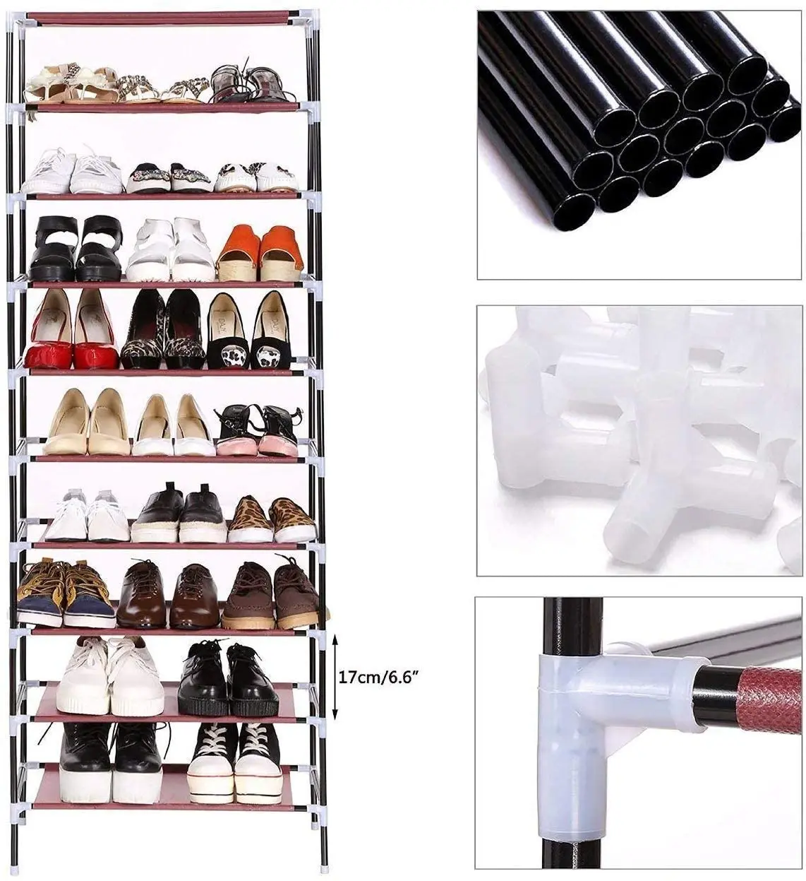 10 Tiers Shoe Rack 30 Pairs Non-woven Fabric Shoe Tower Organizer ...