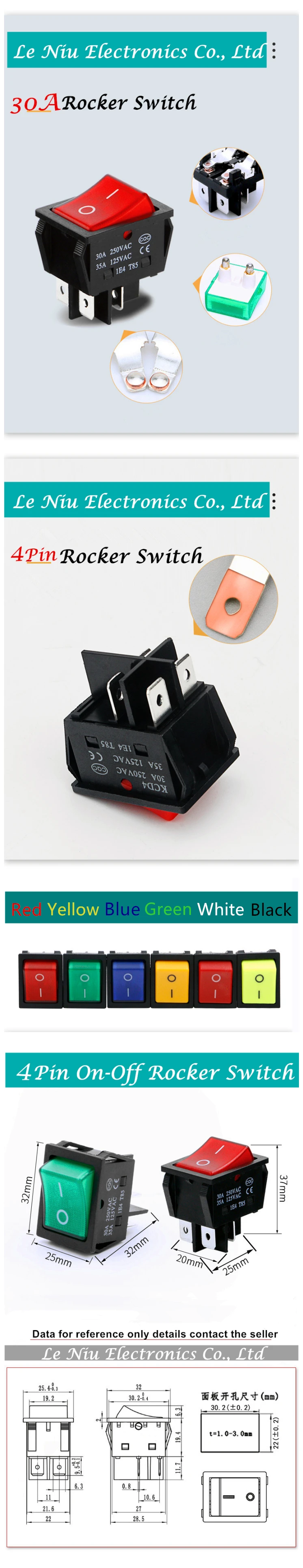 Ac/dc Switch Kcd4 Rocker Switch 4pin - Buy Waterproof Power Rocker ...