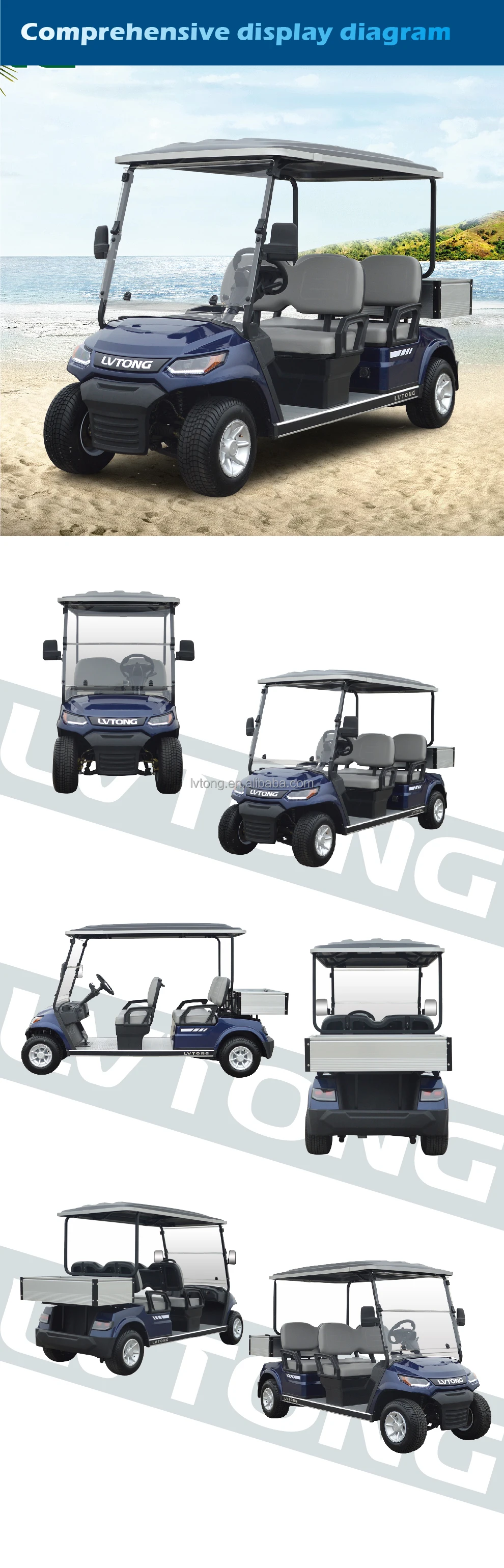 LVTONG 4 Seater Electric Golf Cart with Cargo Box - 90km+ Range