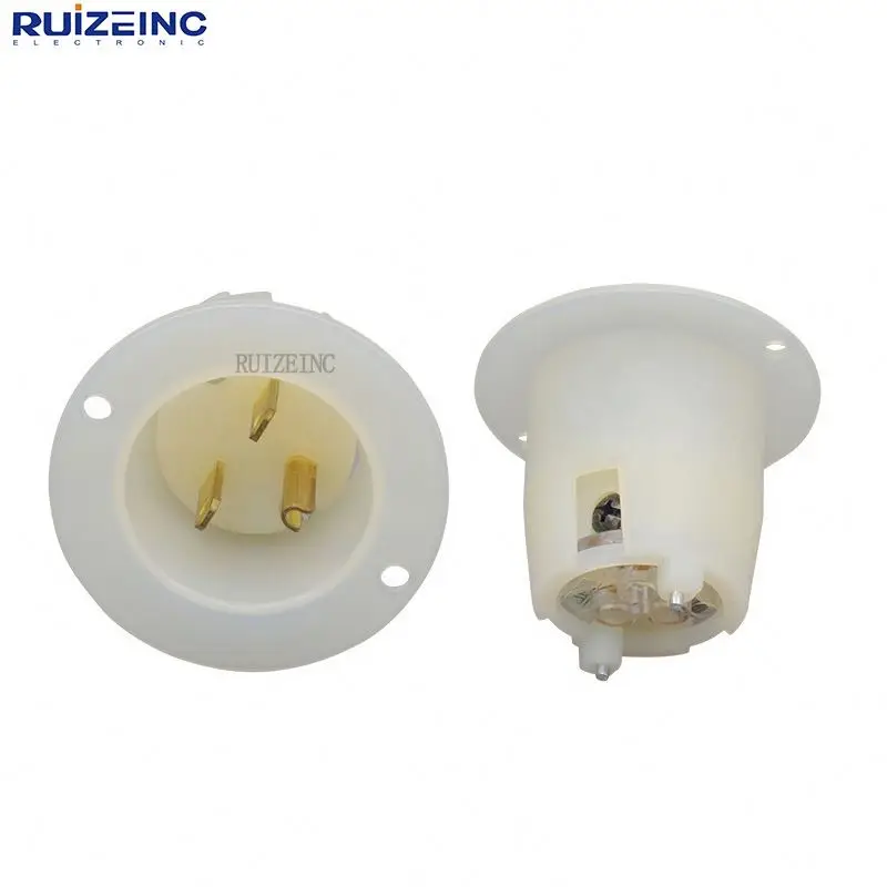 15a 250v 3 Prong Nema 6-15p Flanged Inlet Straight Blade Ac Power Plug ...