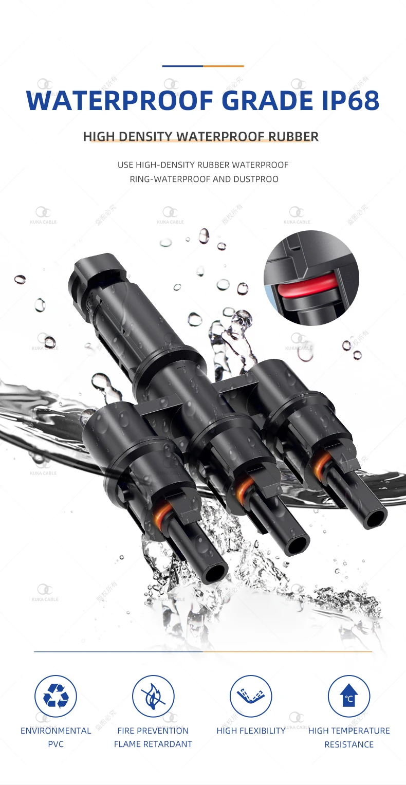 Ip67 Ip68 Waterproof Parallel Connection Solar Panel Cable T-type ...