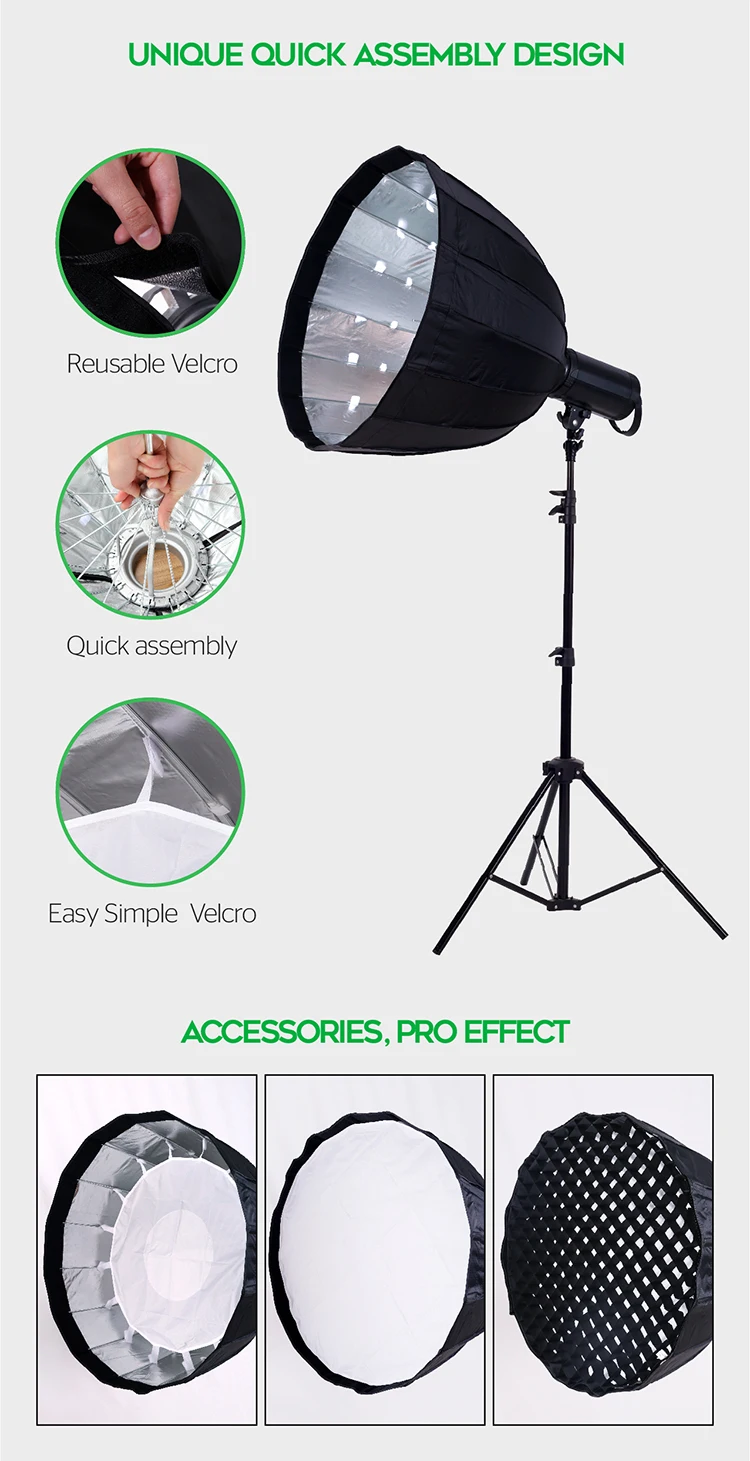 Portable Deep Parabolic Softbox Bowens Mount Photography Studio Flash ...