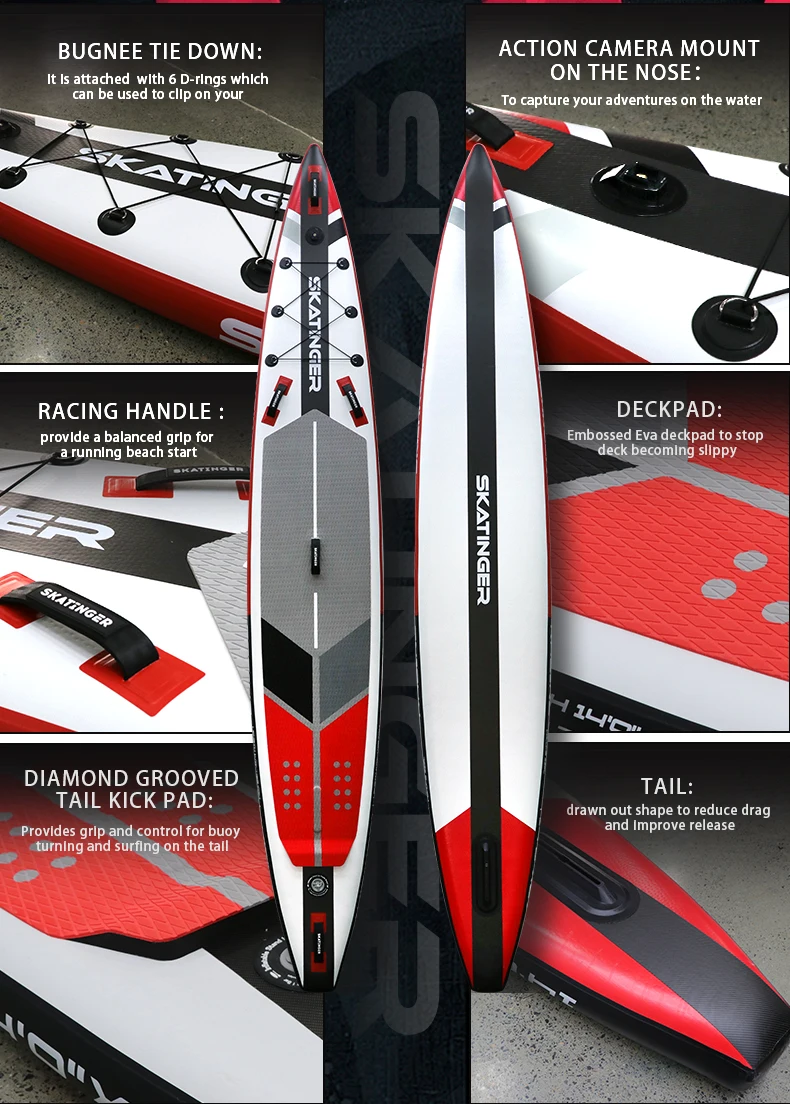 Skatinger Inflatable Race Paddle Board - 14 Feet Double Layer