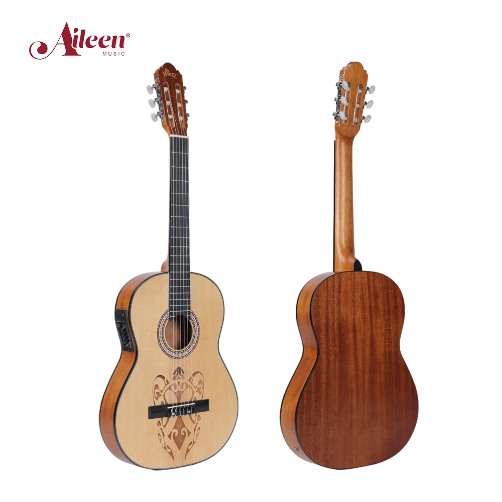 Thin Body Electric Classical Guitar 39" Nylon Strings Guitar Cutaway EQ ...