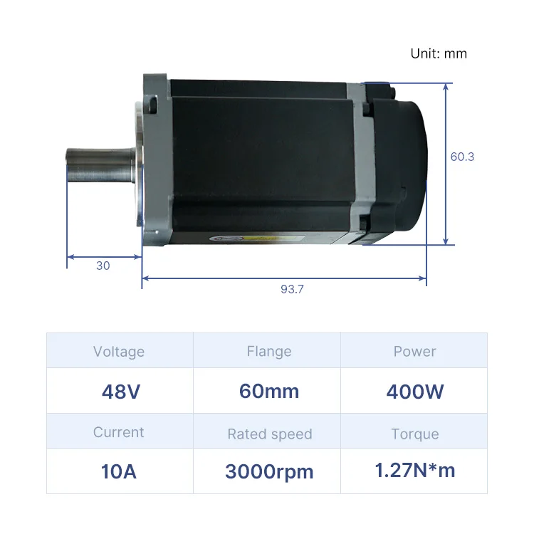 Lunyee 400W 48V 10A Speed 3000rpm Torque 1.27Nm DC Servo Motor with ...