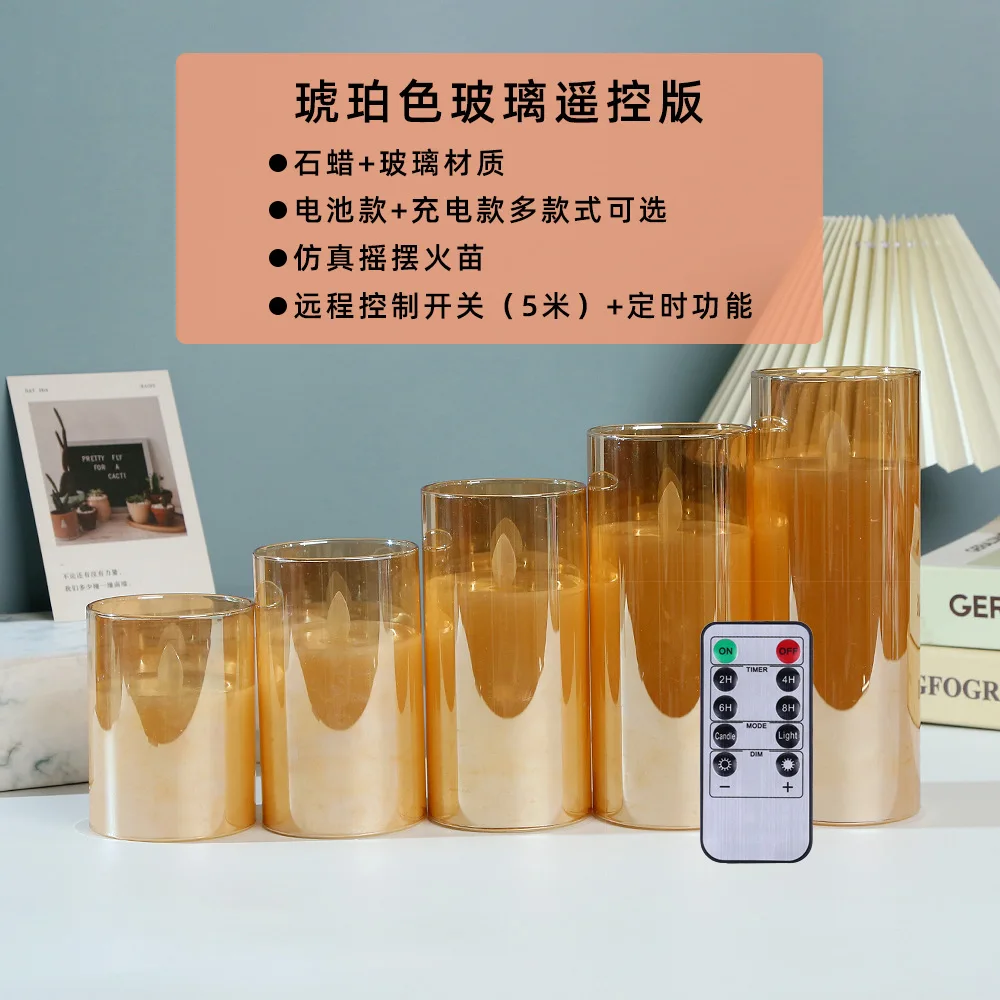 Clear Glass Acrylic LED Candles with Remote Control Flameless Candles ...