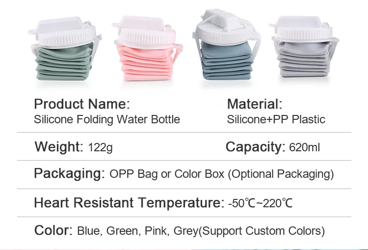 Oem Silicone Folding Water Bottle Collapsible Eco-friendly Bpa Free ...