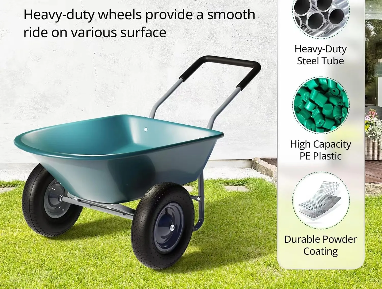 Multi-function High Quality Wheelbarrow,330 Pounds Capacity Yard Cart ...